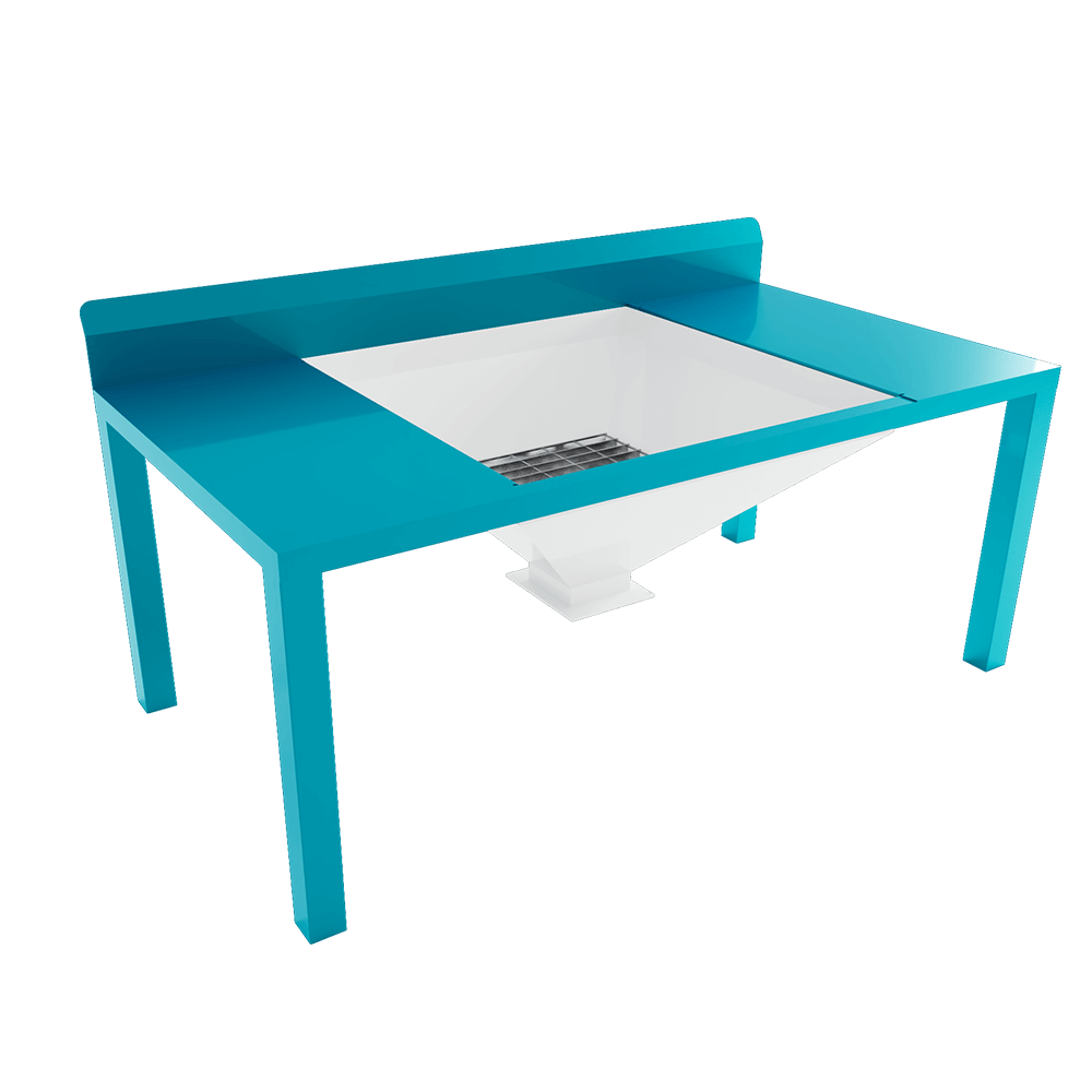 Inlet hopper for bag feed - Table type